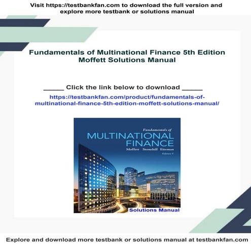 Fundamentals of Multinational Finance 5th Edition Moffett Solutions Manual | PDF