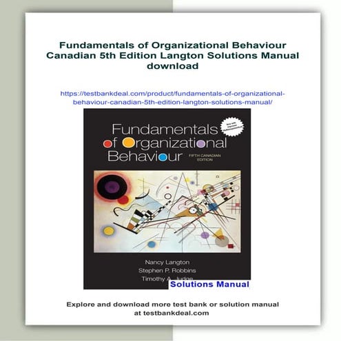 Fundamentals of Organizational Behaviour Canadian 5th Edition Langton ...