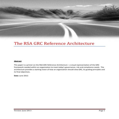 The RSA GRC Reference Architecture | PDF