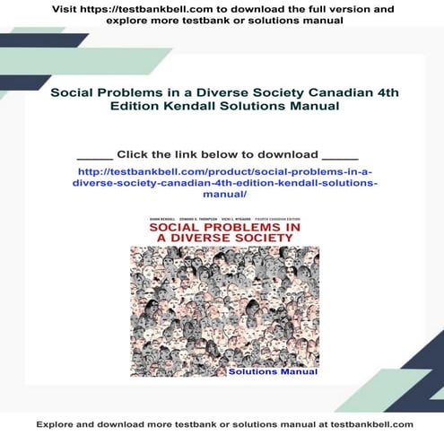 Social Problems in a Diverse Society Canadian 4th Edition Kendall Solutions Manual | PDF
