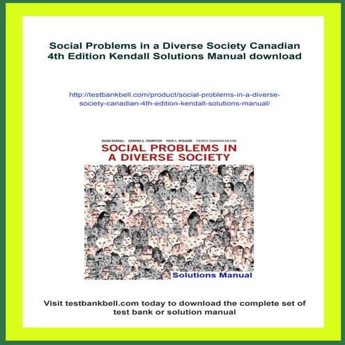 Social Problems in a Diverse Society Canadian 4th Edition Kendall ...