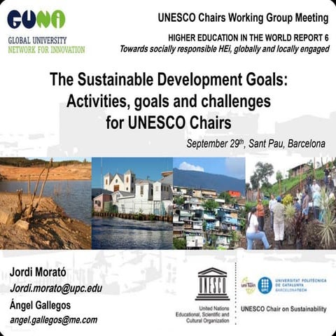 The Sustainable Development Goals: Activities, goals and challenges for ...