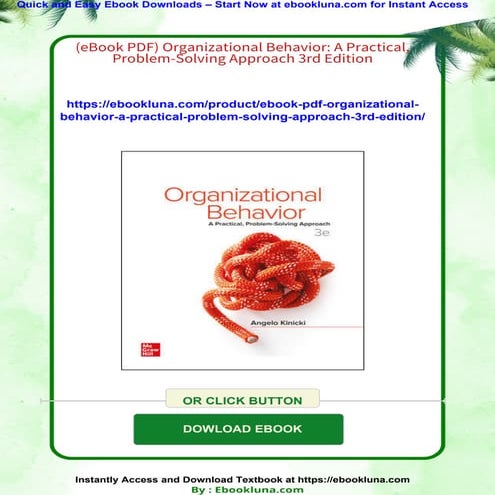 (eBook PDF) Organizational Behavior: A Practical, Problem-Solving Approach 3rd Edition | PDF