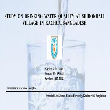 Study on Drinking Water Quality at Shirokhali Village in Kachua ...