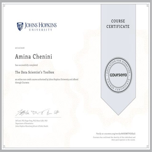 Coursera Data Scientist's Toolbox Cert | PDF