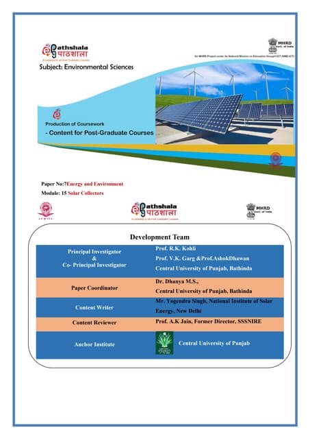 Solar energy collectors | PPTX