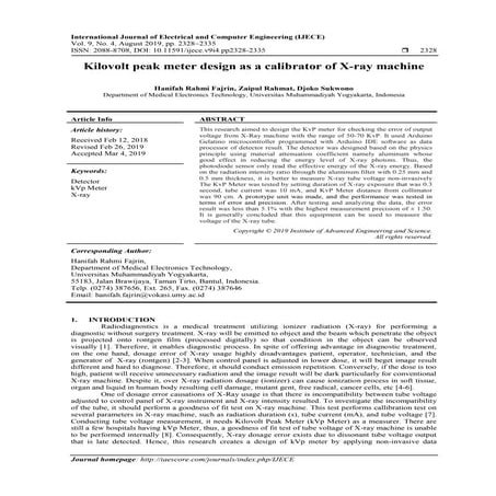 Kilovolt Peak Meter Design as a Calibrator of X-Ray Machine | PDF