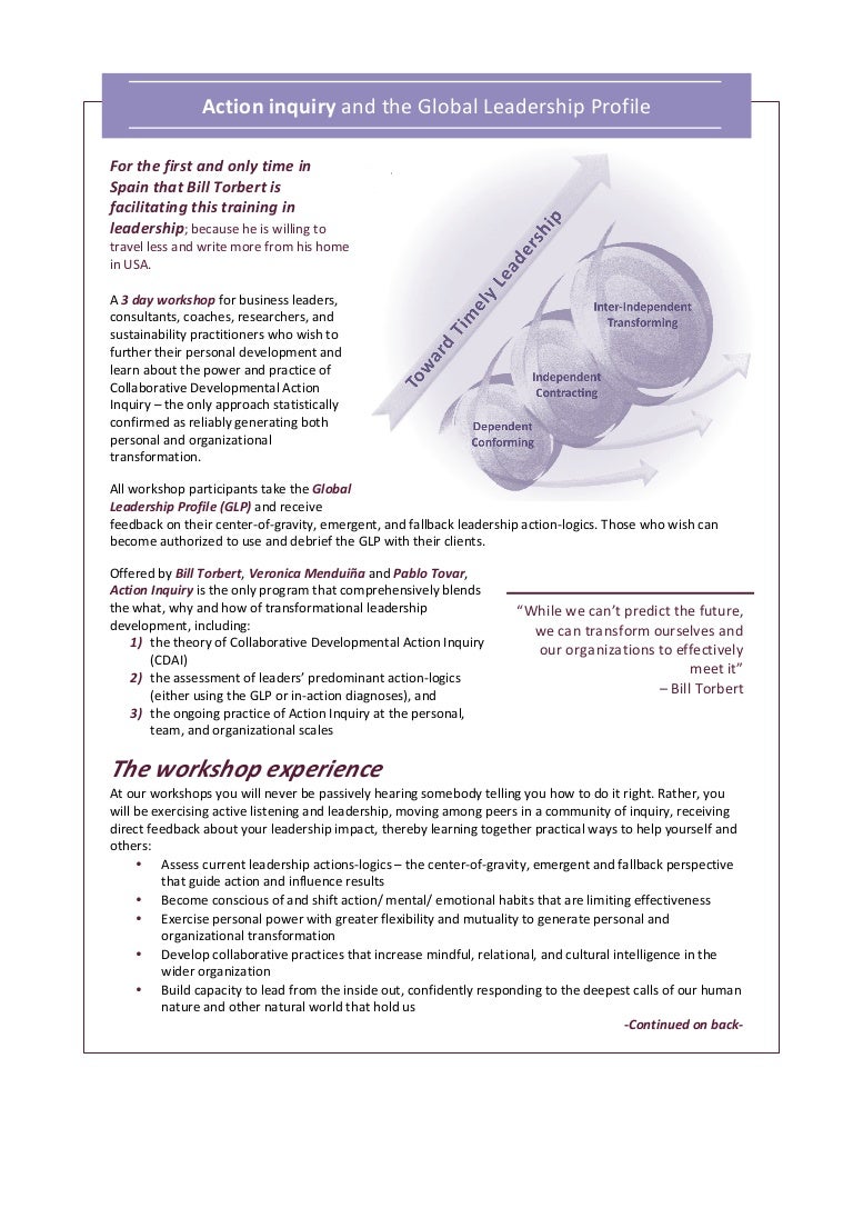 Workshop with Bill Torbert for Business Leaders, Executive Coaches