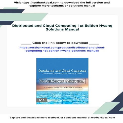 Distributed And Cloud Computing 1st Edition Hwang Solutions Manual Pdf