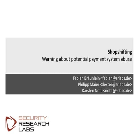 Shopshifting Warning about potential payment system abuse | PDF