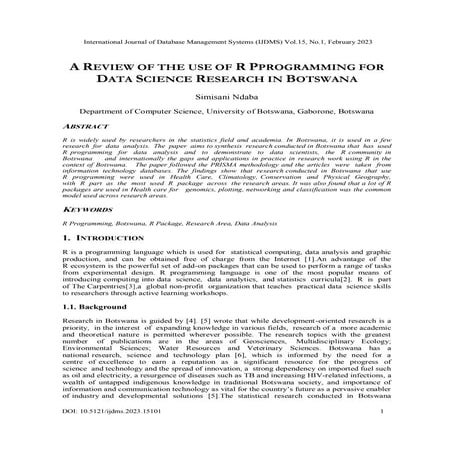 A Review of the Use of R Programming for data Science Research in Botswana | PDF