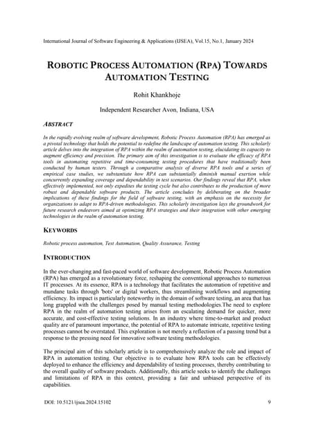 Robotic Process Automation Rpa Towards Automation Testing Pdf