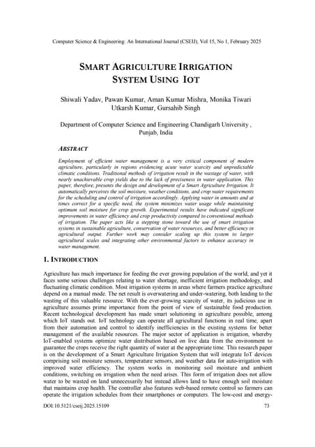 IOT- Based Smart Irrigation System March-April, 2025 | PDF