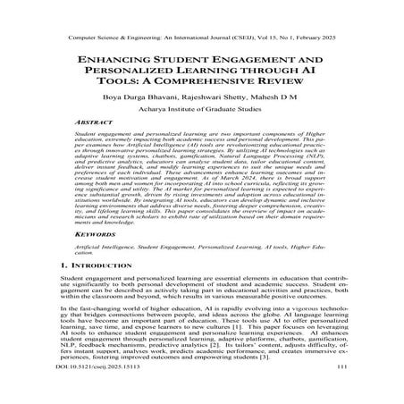 Enhancing Student Engagement and Personalized Learning through AI Tools: A Comprehensive Review ...