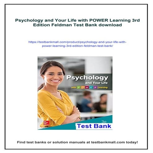 Psychology and Your Life with POWER Learning 3rd Edition Feldman Test ...