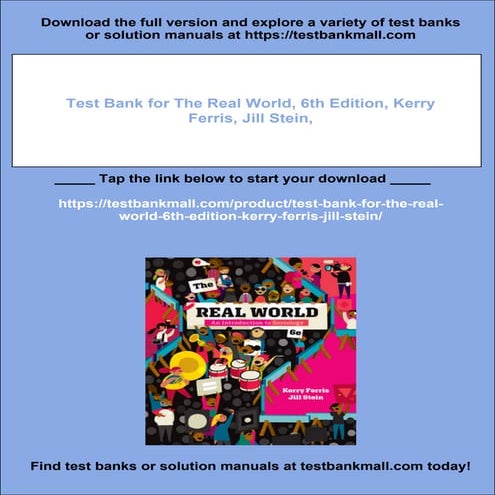 Test Bank for The Real World, 6th Edition, Kerry Ferris, Jill Stein, | PDF