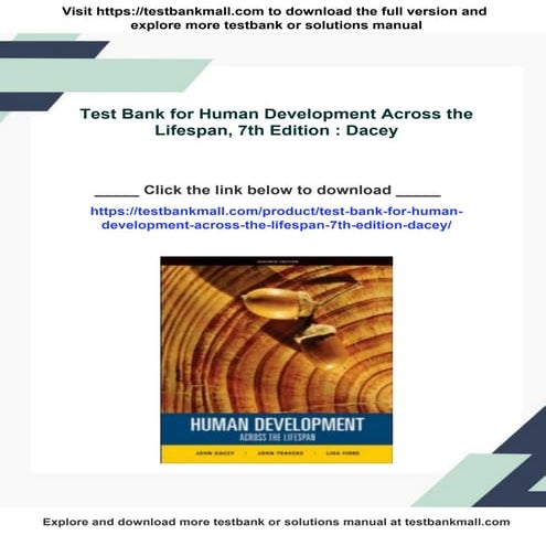 Test Bank for Human Development Across the Lifespan, 7th Edition ...