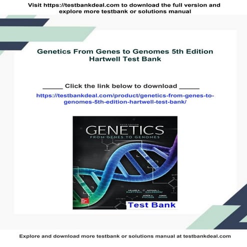 Genetics From Genes to Genomes 5th Edition Hartwell Test Bank | PDF