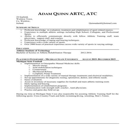 Adam Quinn ATC, ARTC | PDF