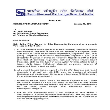 Online Filing System for Offer Documents,Schemes of Arrangement ...