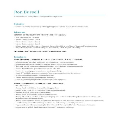 Ron Bussell - Resume | DOCX