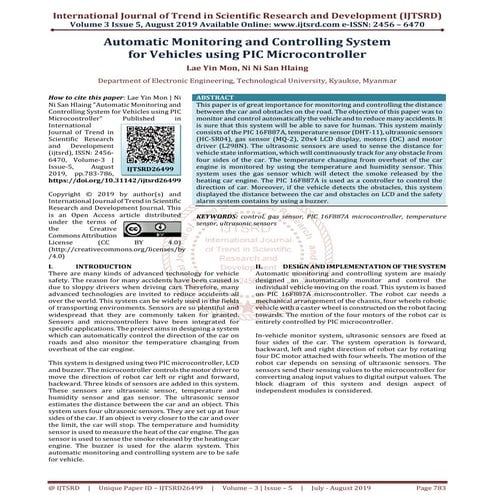 Automatic Monitoring and Controlling System for Vehicles using PIC Microcontroller | PDF