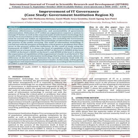Improvement of IT Governance Case Study Government Institution Region X ...