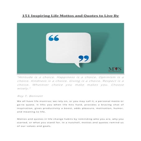 151 inspiring life mottos and quotes to live by | PDF