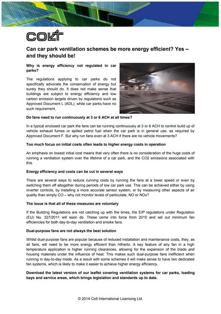 Car parking ventilation (mep intern.) | PPTX