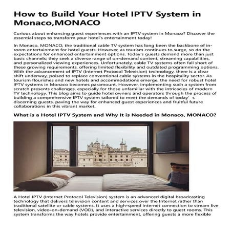 How to Build Your Hotel IPTV System in Monaco，MONACO | PDF