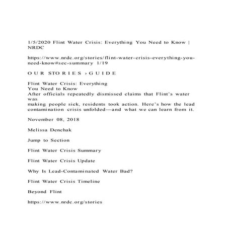 152020 Flint Water Crisis Everything You Need to Know NRD | DOCX