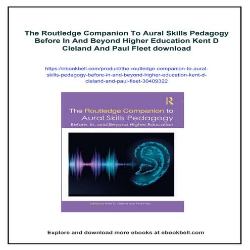 The Routledge Companion To Aural Skills Pedagogy Before In And Beyond ...