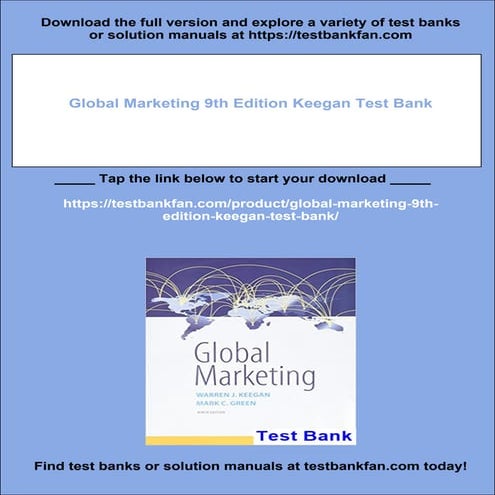 Global Marketing 9th Edition Keegan Test Bank | PDF