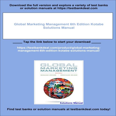 Global Marketing Management 6th Edition Kotabe Solutions Manual | PDF