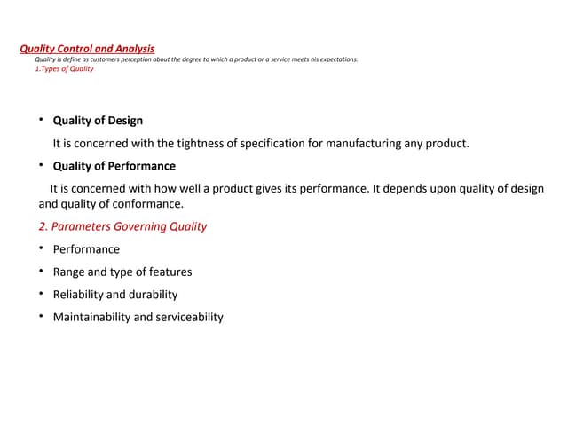 Lecture 3 (quality of design and quality of conformance) | PPTX