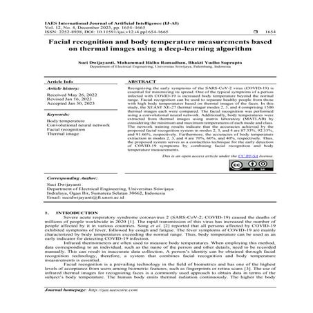 Facial recognition and body temperature measurements based on thermal ...