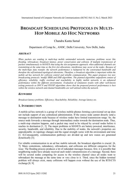 Broadcast Scheduling Protocols In Multihop Mobile Ad Hoc Networks Pdf