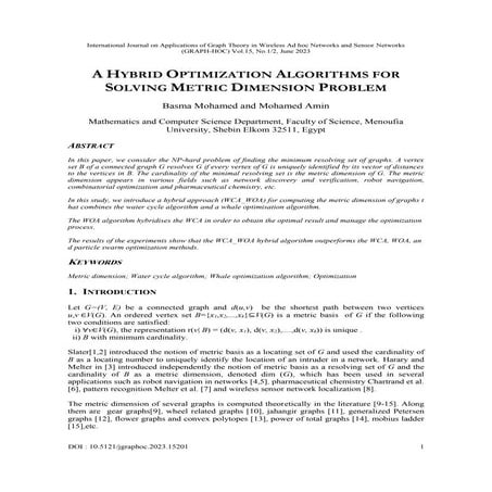 A Hybrid Optimization Algorithms For Solving Metric Dimension Problem Pdf