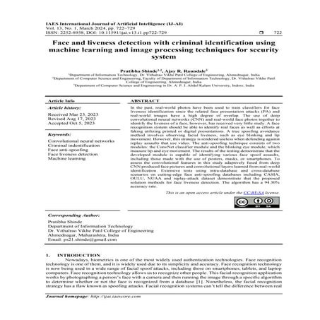 Face And Liveness Detection With Criminal Identification Using Machine