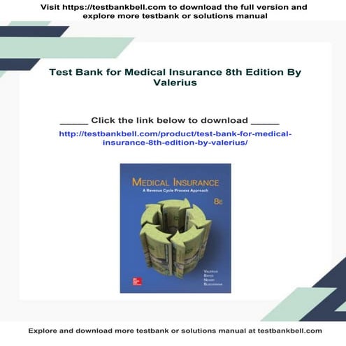 Test Bank for Medical Insurance 8th Edition By Valerius | PDF