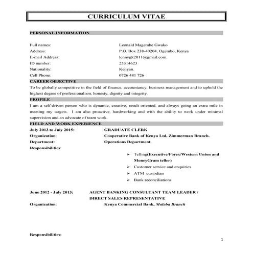 LEONALD GWAKO CV.. | DOC