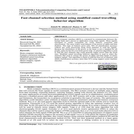 Fast channel selection method using modified camel travelling behavior algorithm | PDF