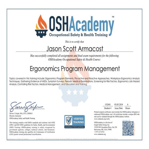 Ergonomics Program Management | PDF