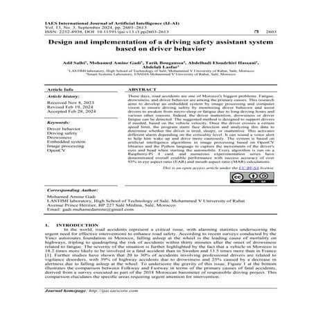 Design and implementation of a driving safety assistant system based on ...