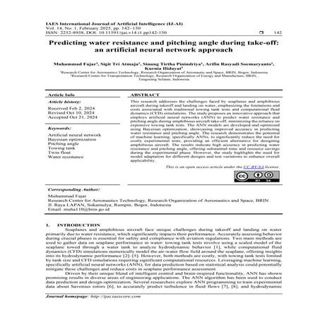 Predicting water resistance and pitching angle during take-off: an ...