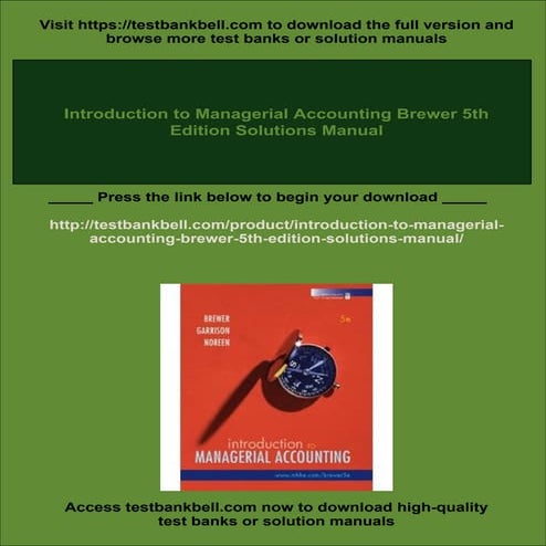 Introduction to Managerial Accounting Brewer 5th Edition Solutions ...
