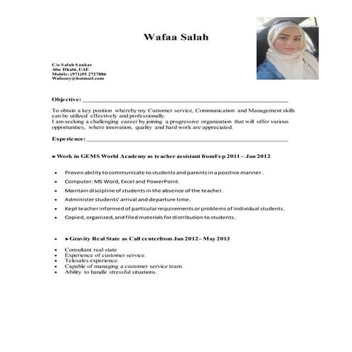 C.V Wafaa Salah | DOCX