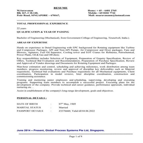 M.Saravanan - Resume | DOC