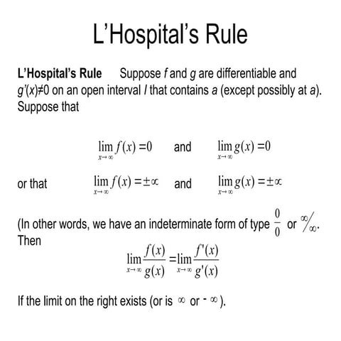 L hospital rule presentation pptx calculs | PPT