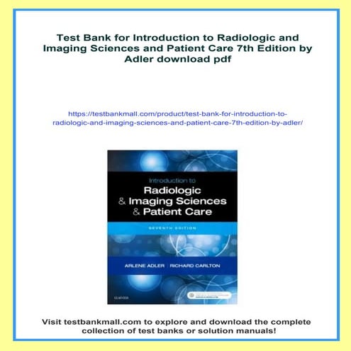 Test Bank for Introduction to Radiologic and Imaging Sciences and ...